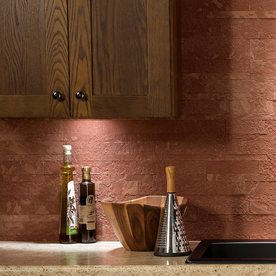 Aspect Peel and Stick Backsplash Tiles in Glass, Stone and Metal