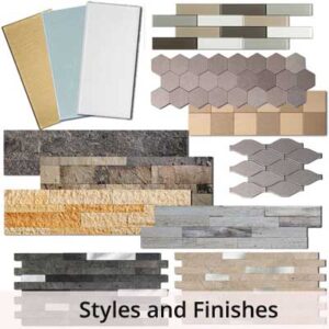 Aspect Peel and Stick Backsplash Tiles in Glass, Stone and Metal